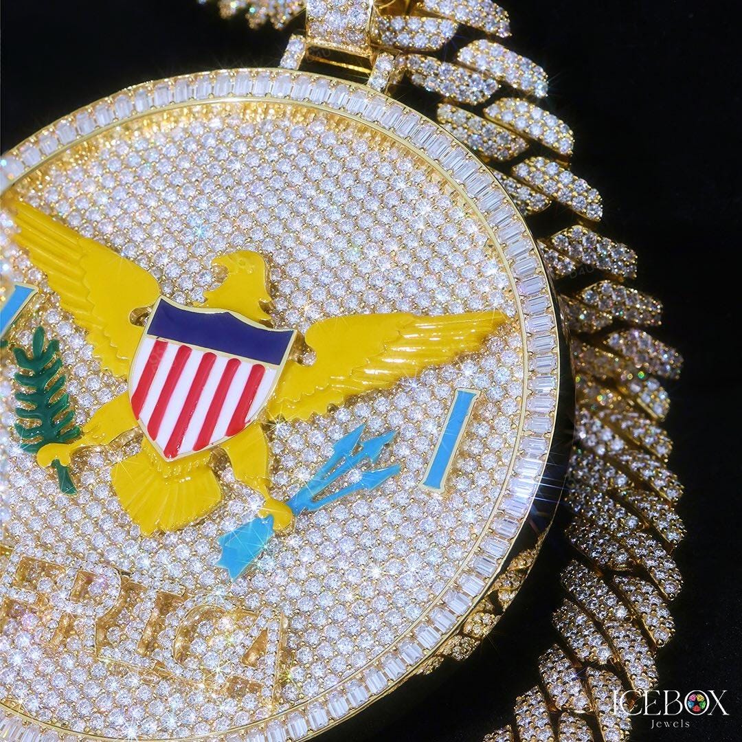 Iced Out Moissanite Diamond Coin Style Circle Pendant, Rapper's Hip Hop ...