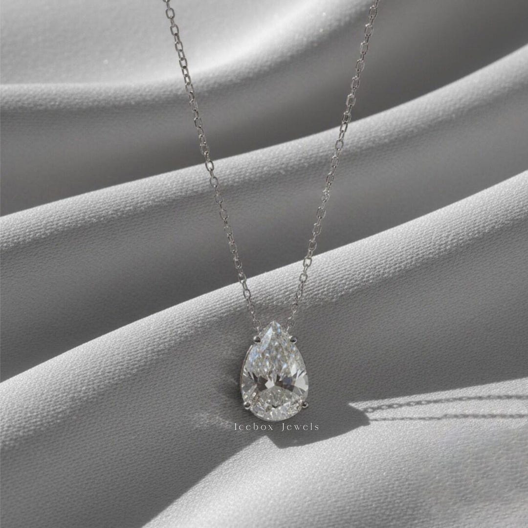 Pear Shape Lab Grown Diamond Pendant Dainty Layering Necklace,gold Eco ...