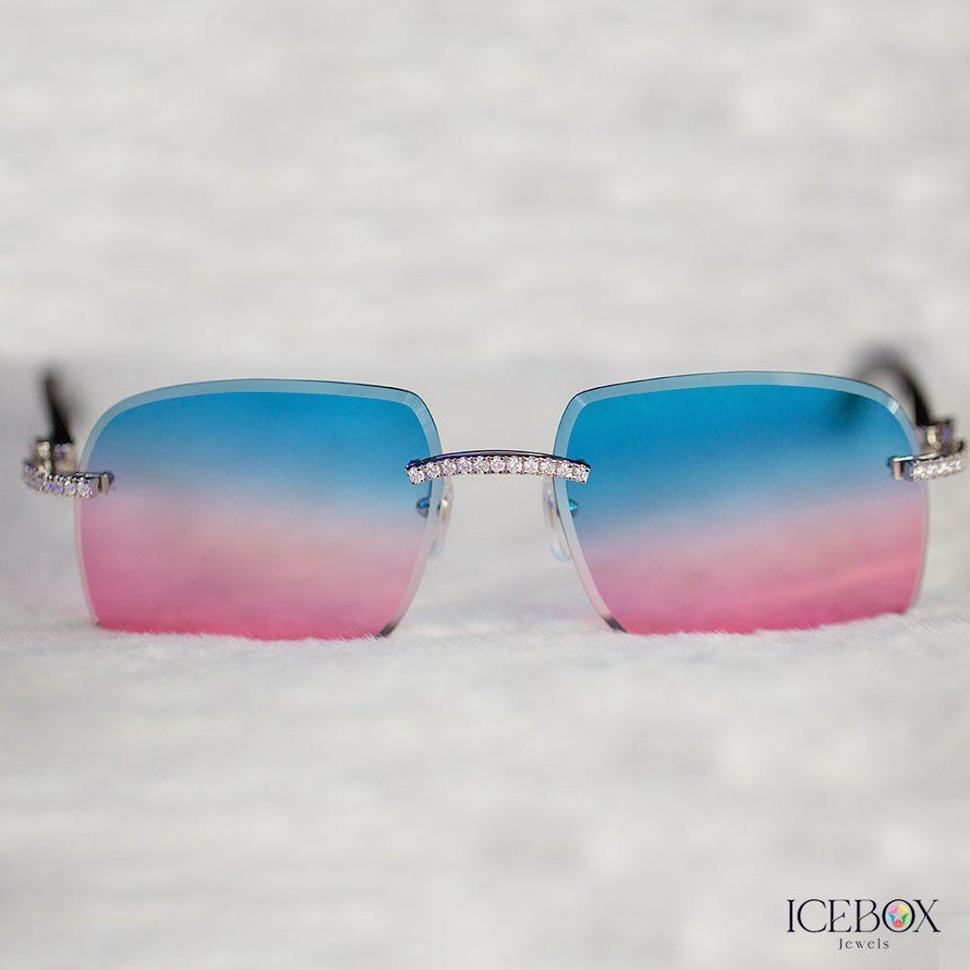 Two-tone Moissanite Diamond Glasses: Iced Out Hip Hop Style Goggles - Etsy