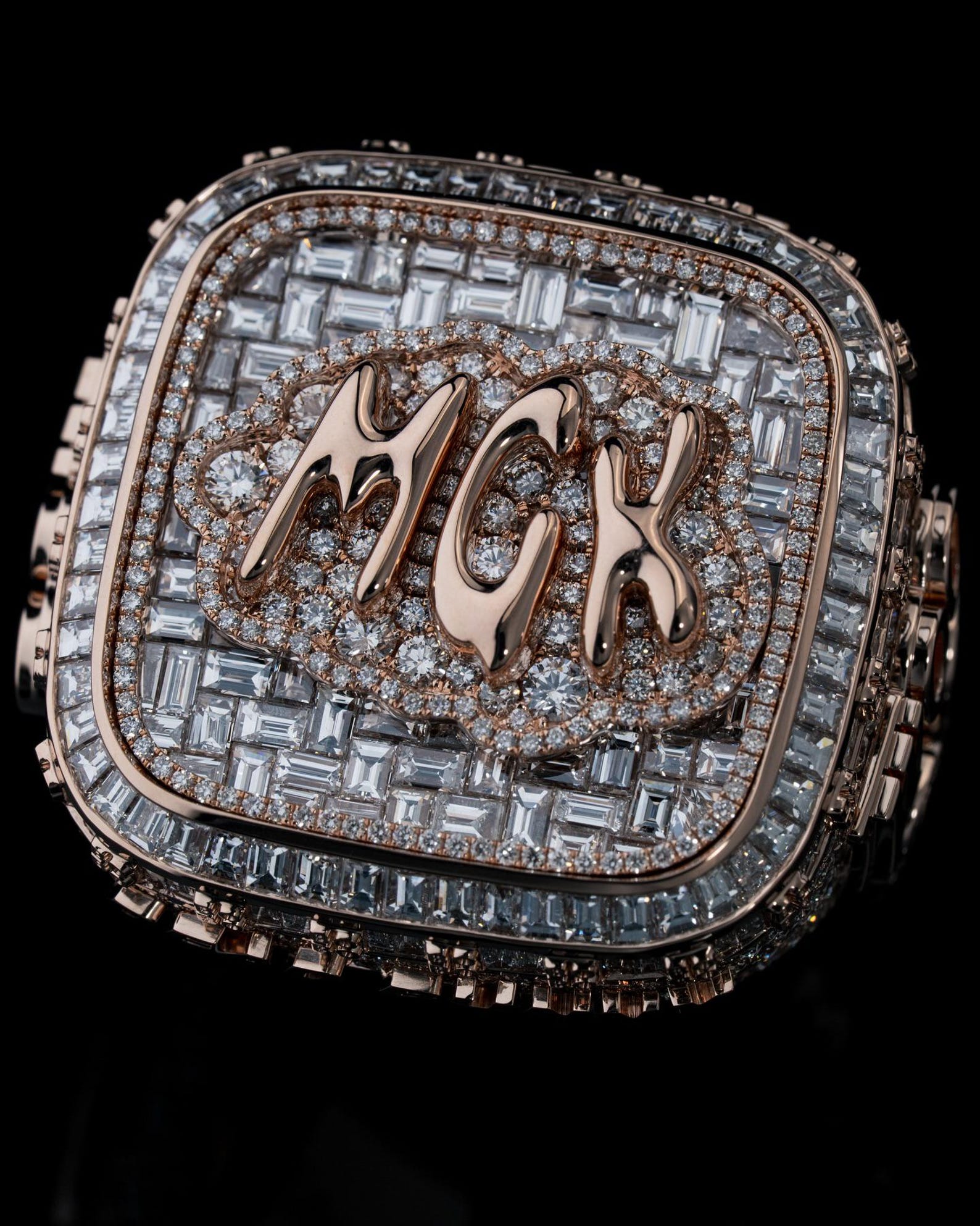 MGK Latter Iced Out Baguette Moissanite Baguette Ring: 925 Sterling ...