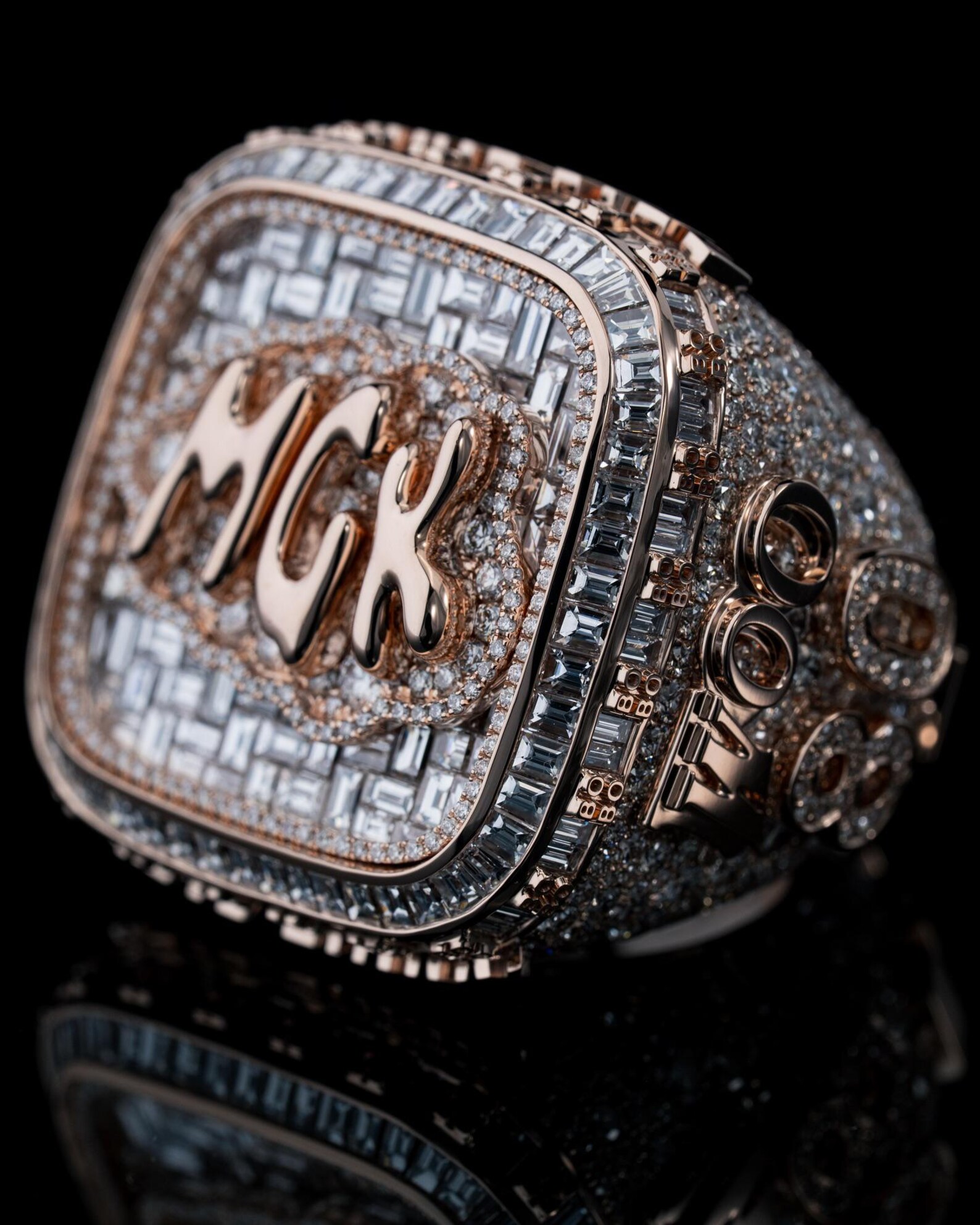 MGK Latter Iced Out Baguette Moissanite Baguette Ring: 925 Sterling ...
