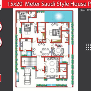 3 Bed 15x20m Arabic Style Single Story House Plan , Separate Majlis ...