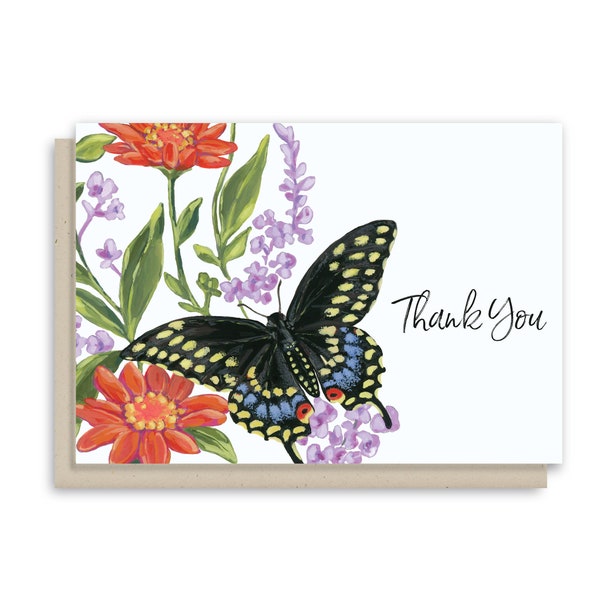 Butterfly Thank You Card Template - Etsy