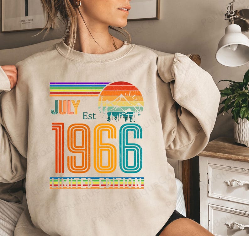 July 1966 Birthday PNG – Retro Sunset Limited Edition Sublimation ...