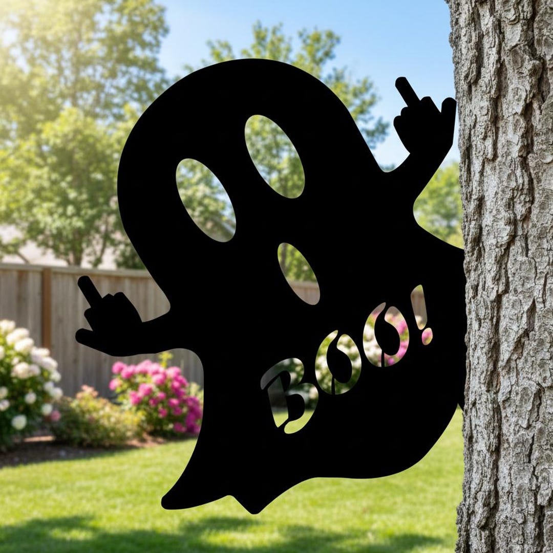 Rude Ghost Halloween Decor,boo Ghost Metal Yard Sign,funny Ghost ...