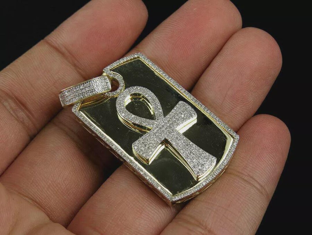 Customized Ankh Cross Pendant, Dog Tag Cross Diamond Pendant, Ankh ...