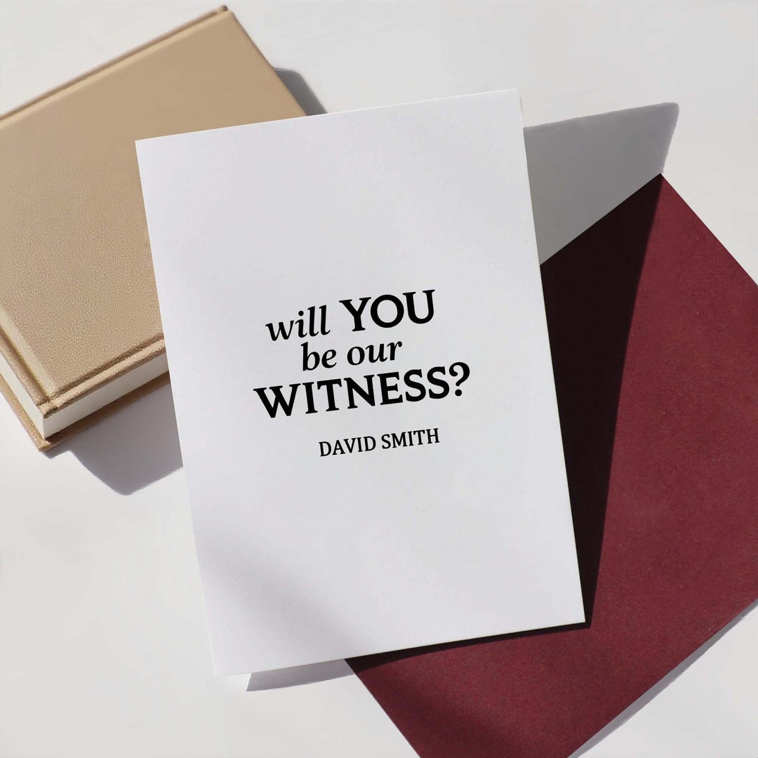 Will You Be Our Witness Card, Personalised Witness Proposal Card ...