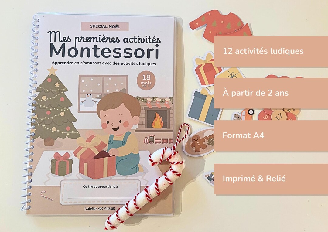 Printed Montessori Christmas Activity Book, French Busy Book, Christmas ...