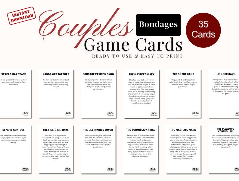 Printable Bondage Game for Couples – BDSM Dares, Dominance & Submission ...