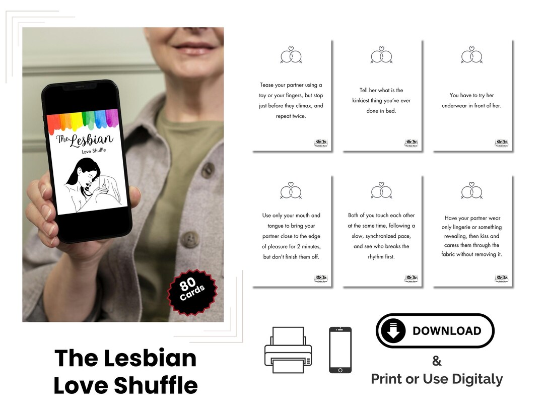 Sexy Lesbian Card Game, Digital Couple Dares, Intimate Printables for ...