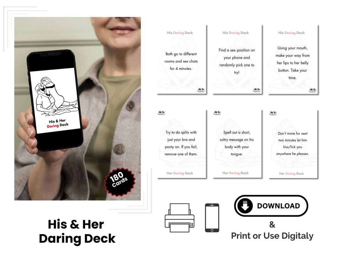 Sexy Couples Game Printable - His & Her Daring Deck, Spicy Dares and ...