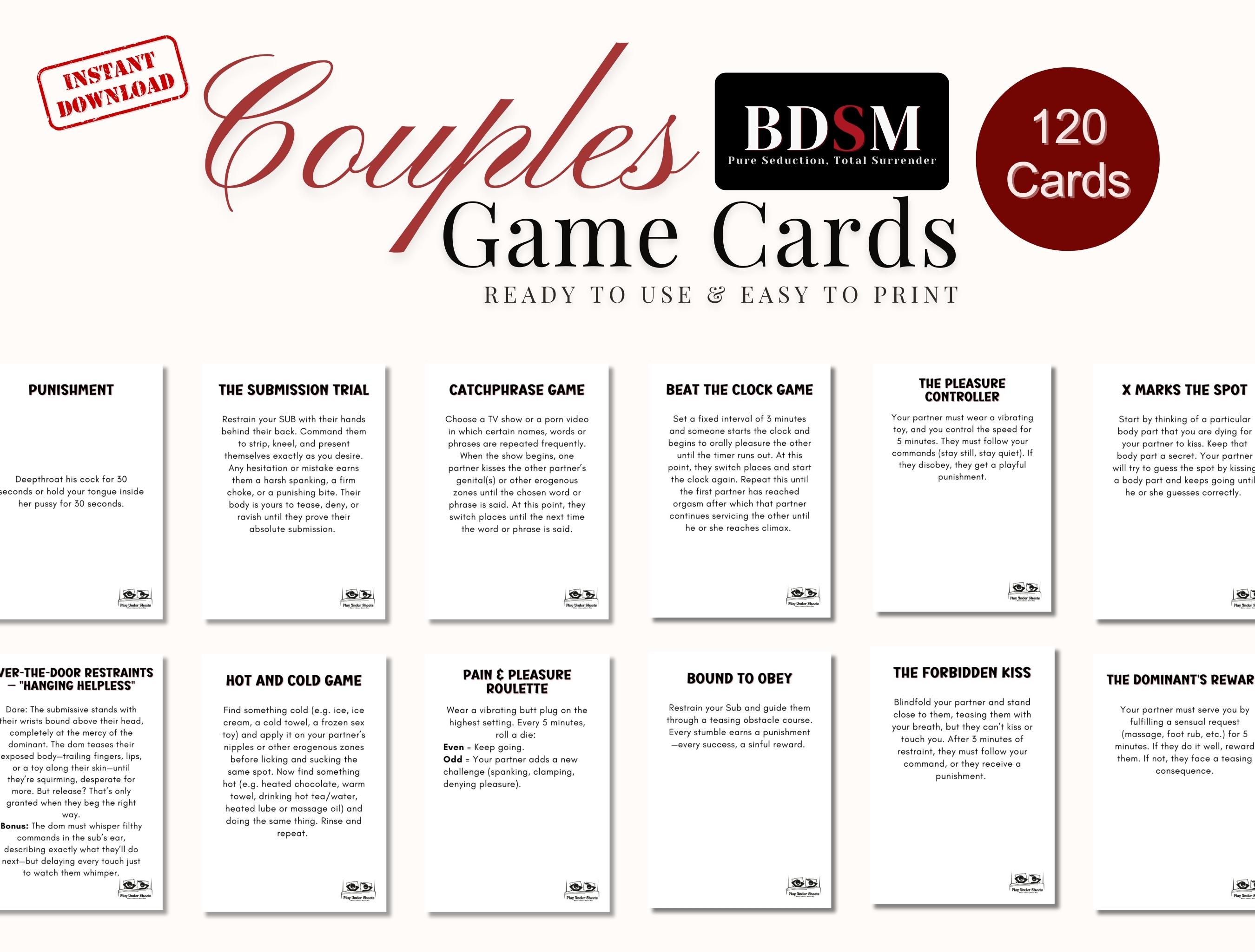 120 BDSM Card Deck for Couples, Kinky Bedroom Printables, Dominant ...