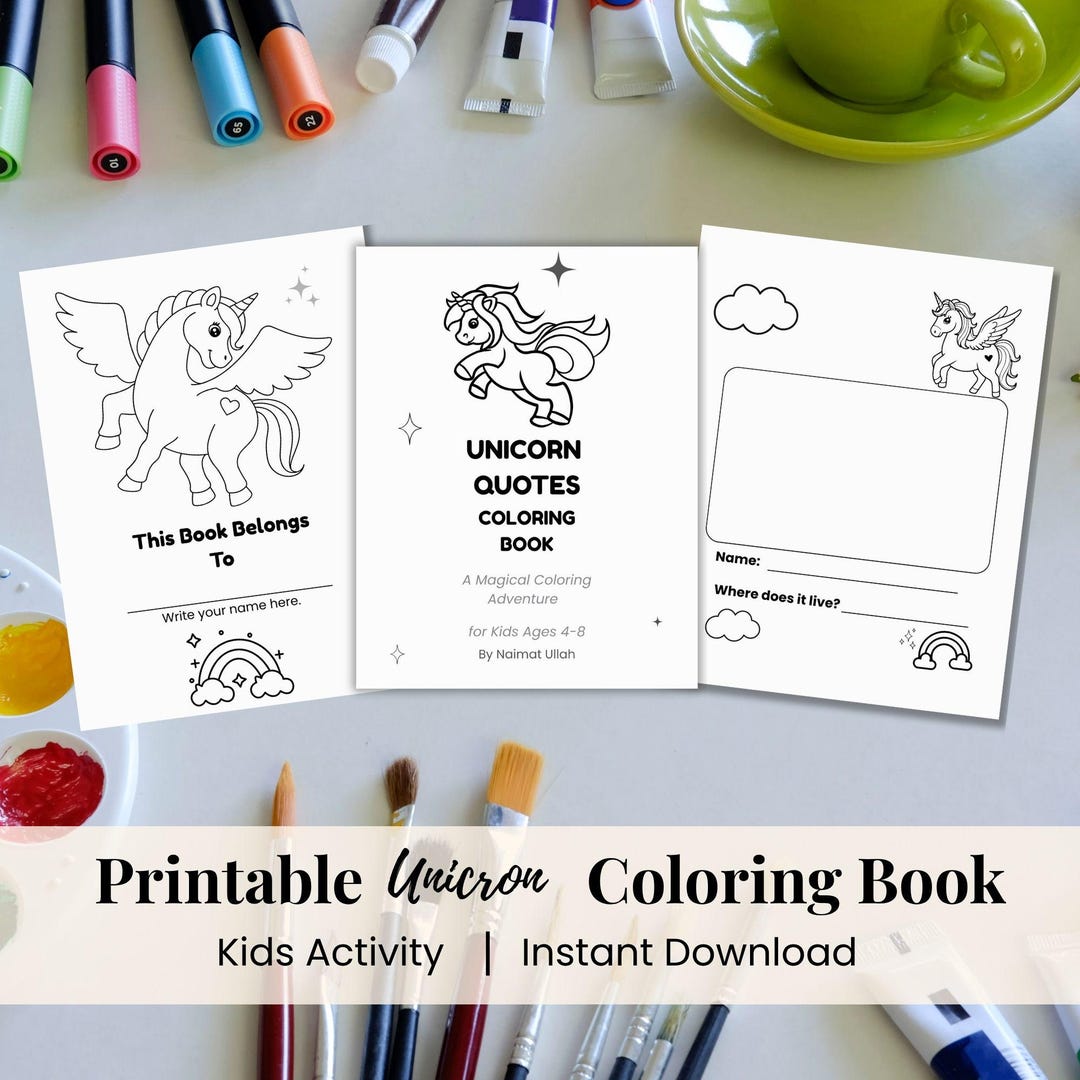 Unicorn Affirmation Coloring Book PDF Kids Positive Quotes - Etsy