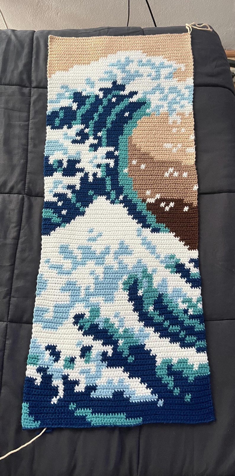 Great Wave Crochet Tapestry Pattern | Ocean Wall Hanging Crochet ...