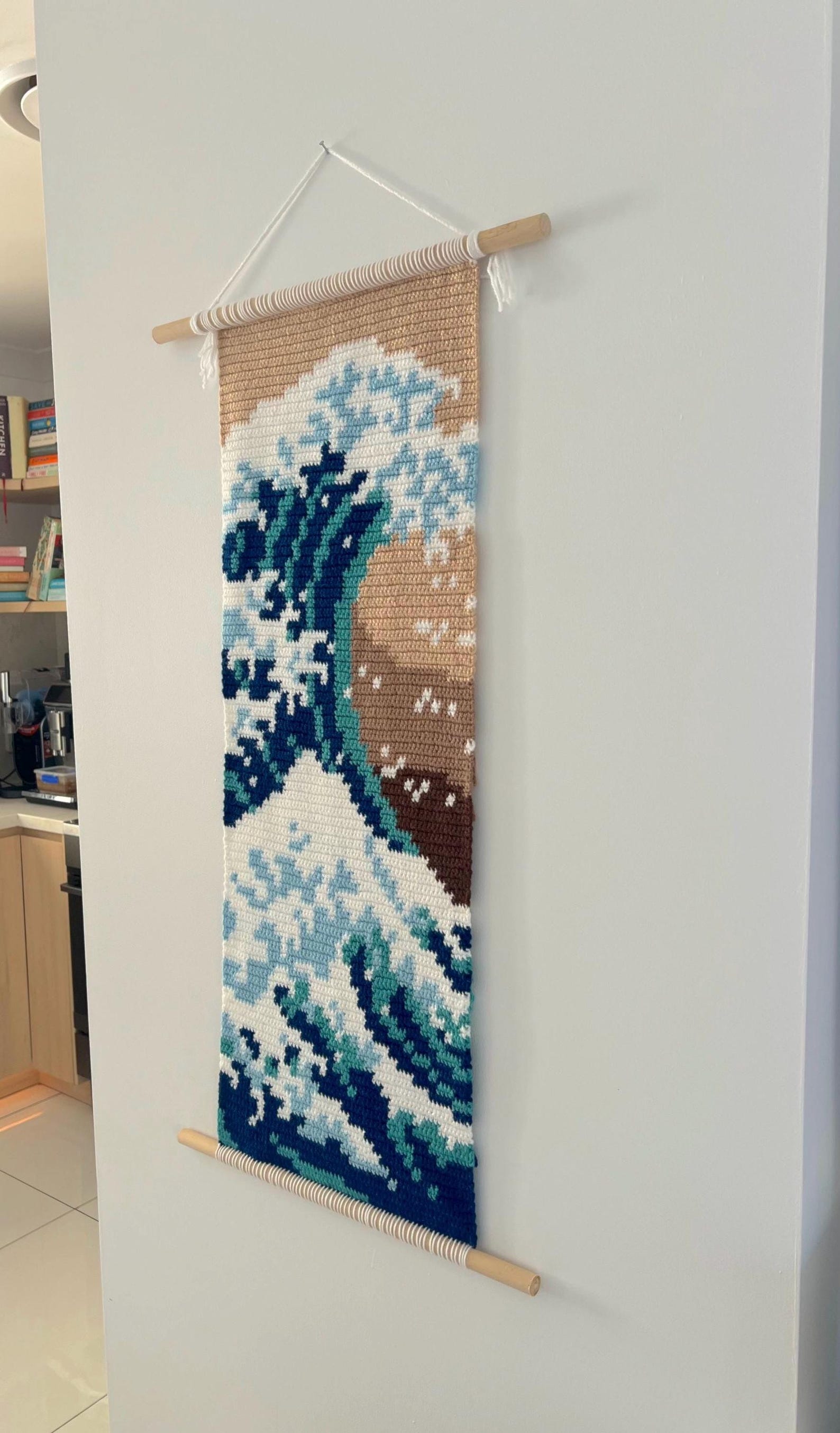Great Wave Crochet Tapestry Pattern | Ocean Wall Hanging Crochet ...