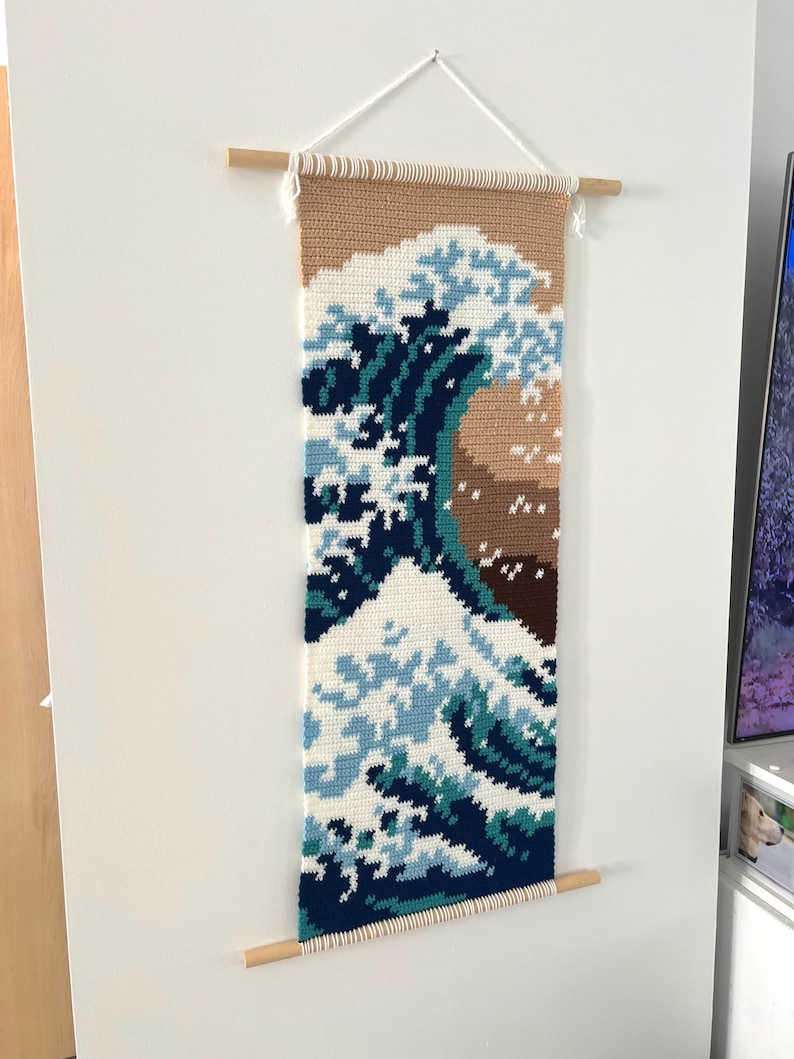 Great Wave Crochet Tapestry Pattern | Ocean Wall Hanging Crochet ...