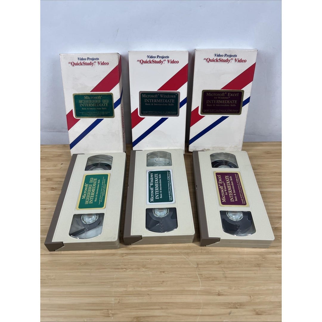 Vintage Microsoft Windows & Excel Training VHS Tapes Quickstudy Lot of ...