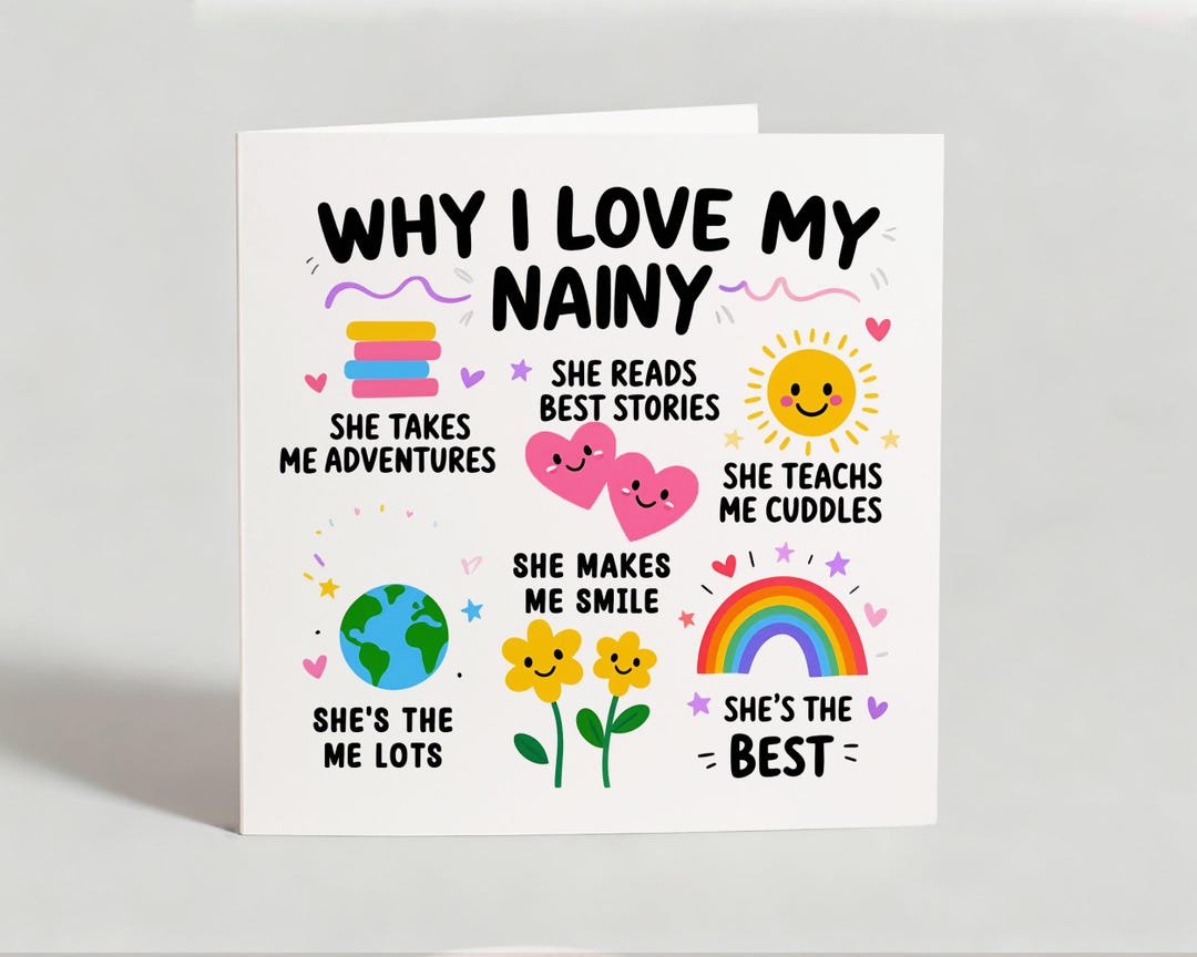Why I Love My Nanny Card, Birthday Card for Nanny, Nanny Birthday Card ...