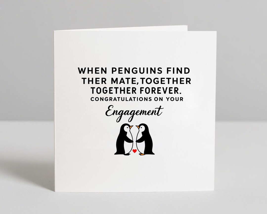 Engagement Card, Penguin Engagement Card, Engagement Card Penguins ...
