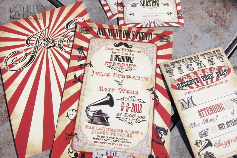 Purple Carnival Themed Wedding Invitationvintage Circus - Etsy