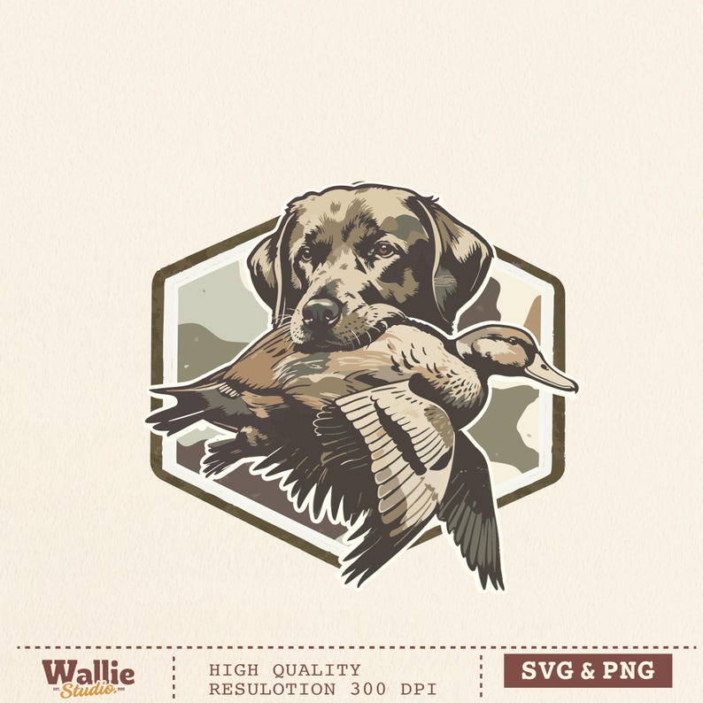 Camo Hunting Dog With Duck SVG, PNG, Retro Hunting Patch Design, Duck ...