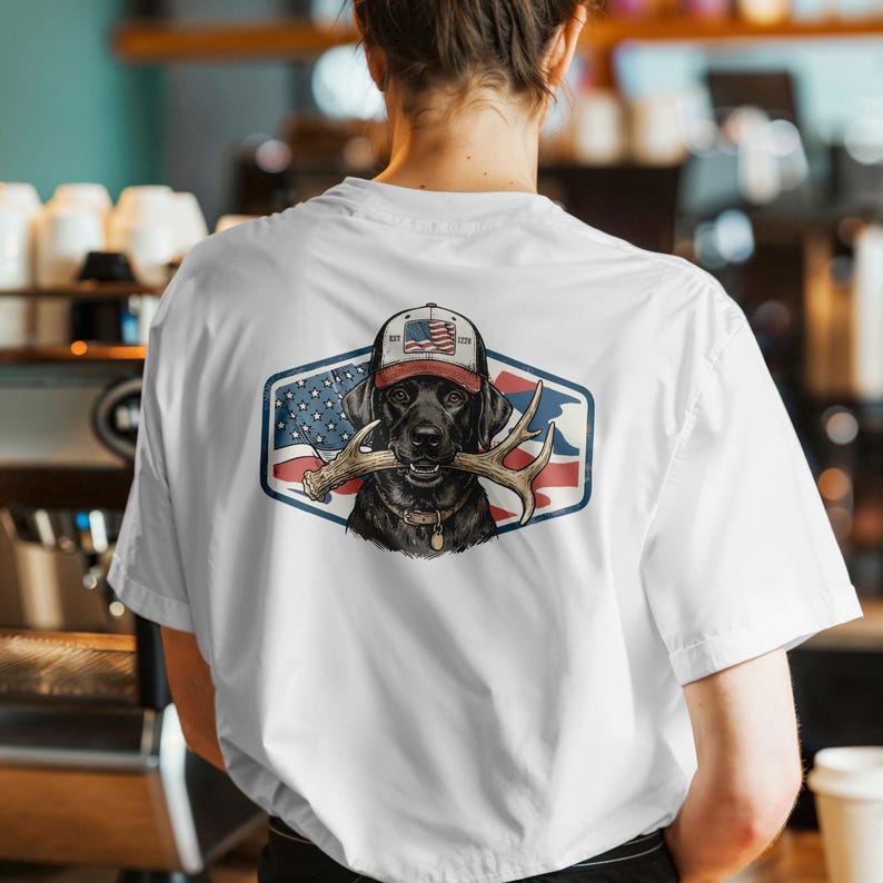 Black Lab Hunting Camo Dog PNG SVG, 4th of July Patriotic American Flag ...