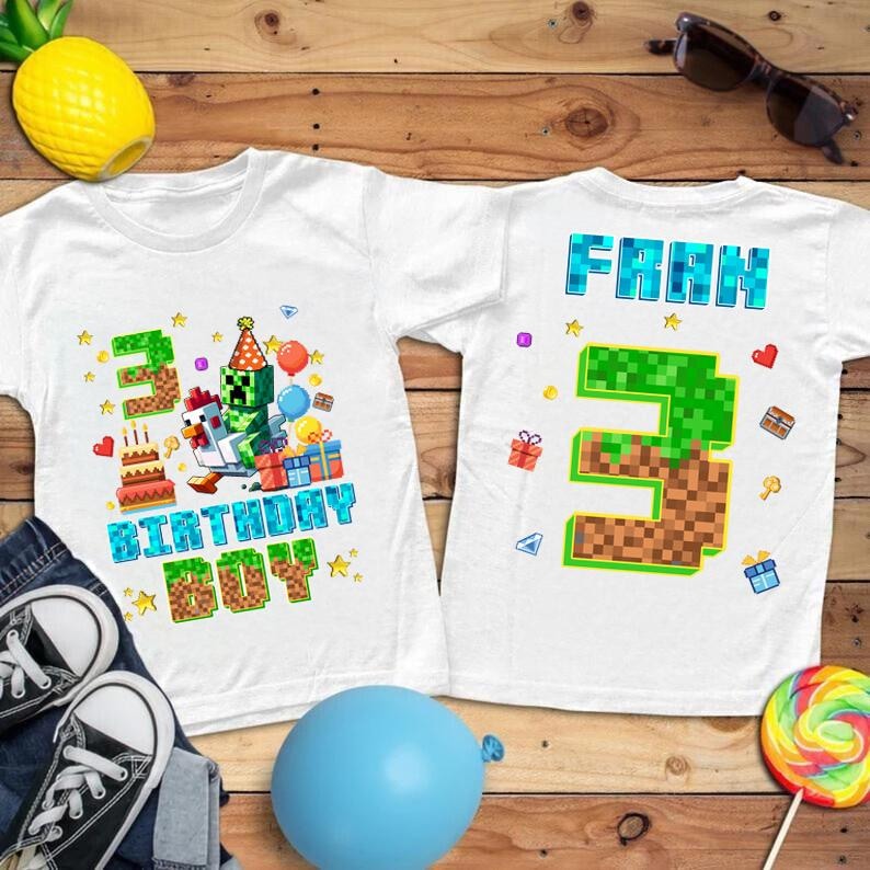 Custom Chicken Jkey Minec Birthday Shirt, Minec Shirt, Personalized for ...