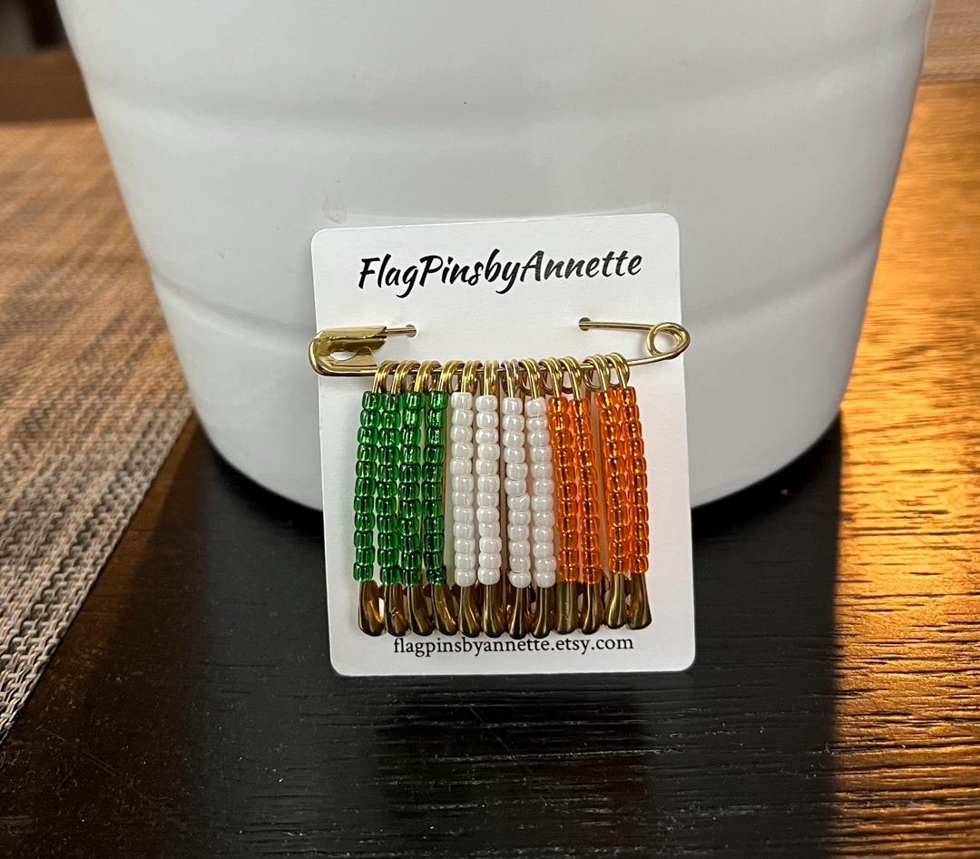 Ireland Beaded Flag Pin Super-sized Irish Flag Pin St.patrick's Day Pin ...