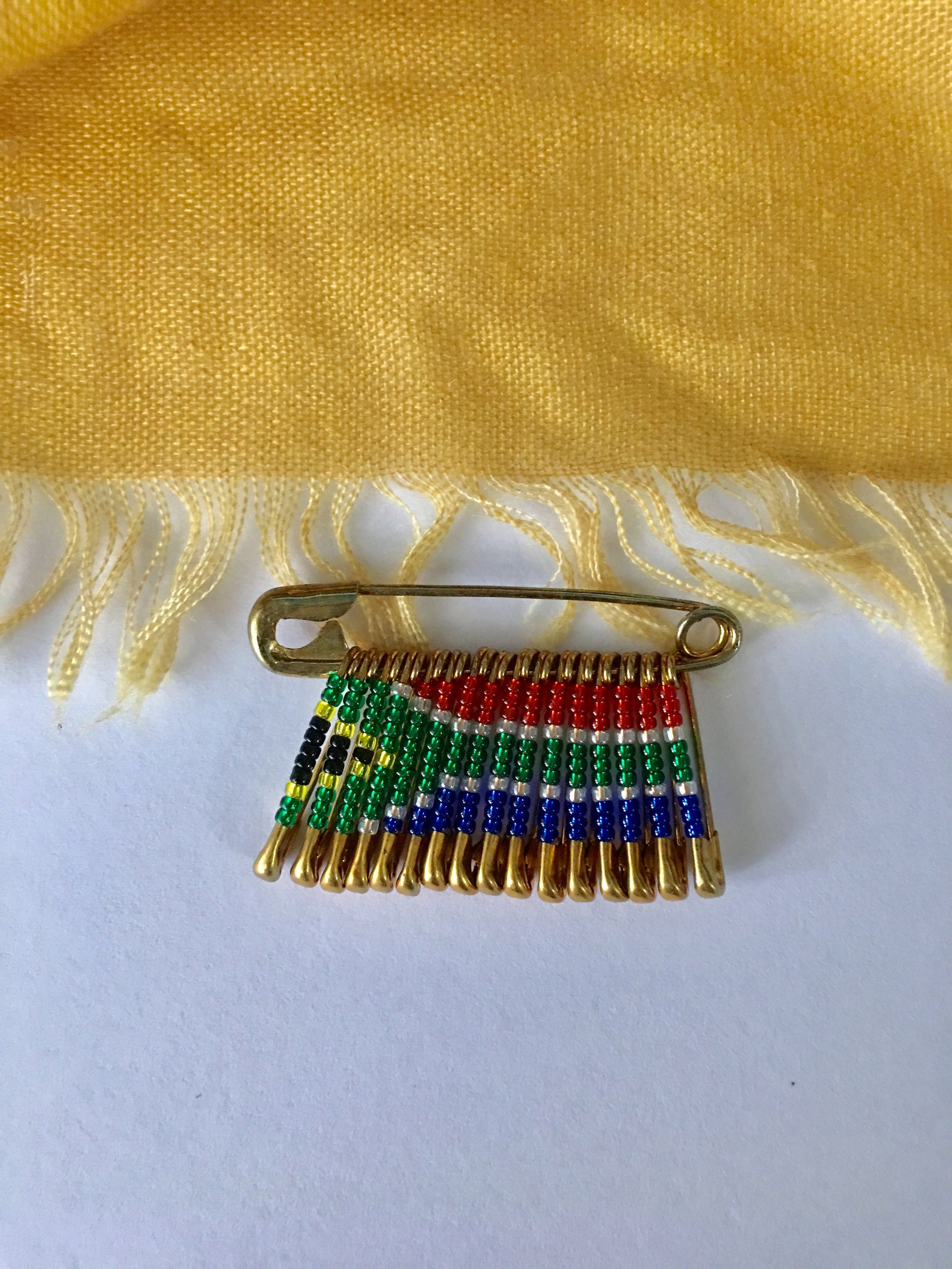 South African Flag Pin Beaded Flag Pin Handmade Safety Pin - Etsy