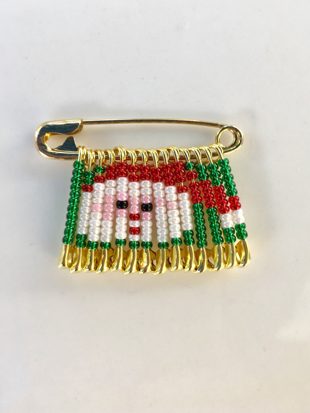 Santa Pin Beaded Santa Pin Holiday Gift Stocking Stuffer Handmade Pin ...