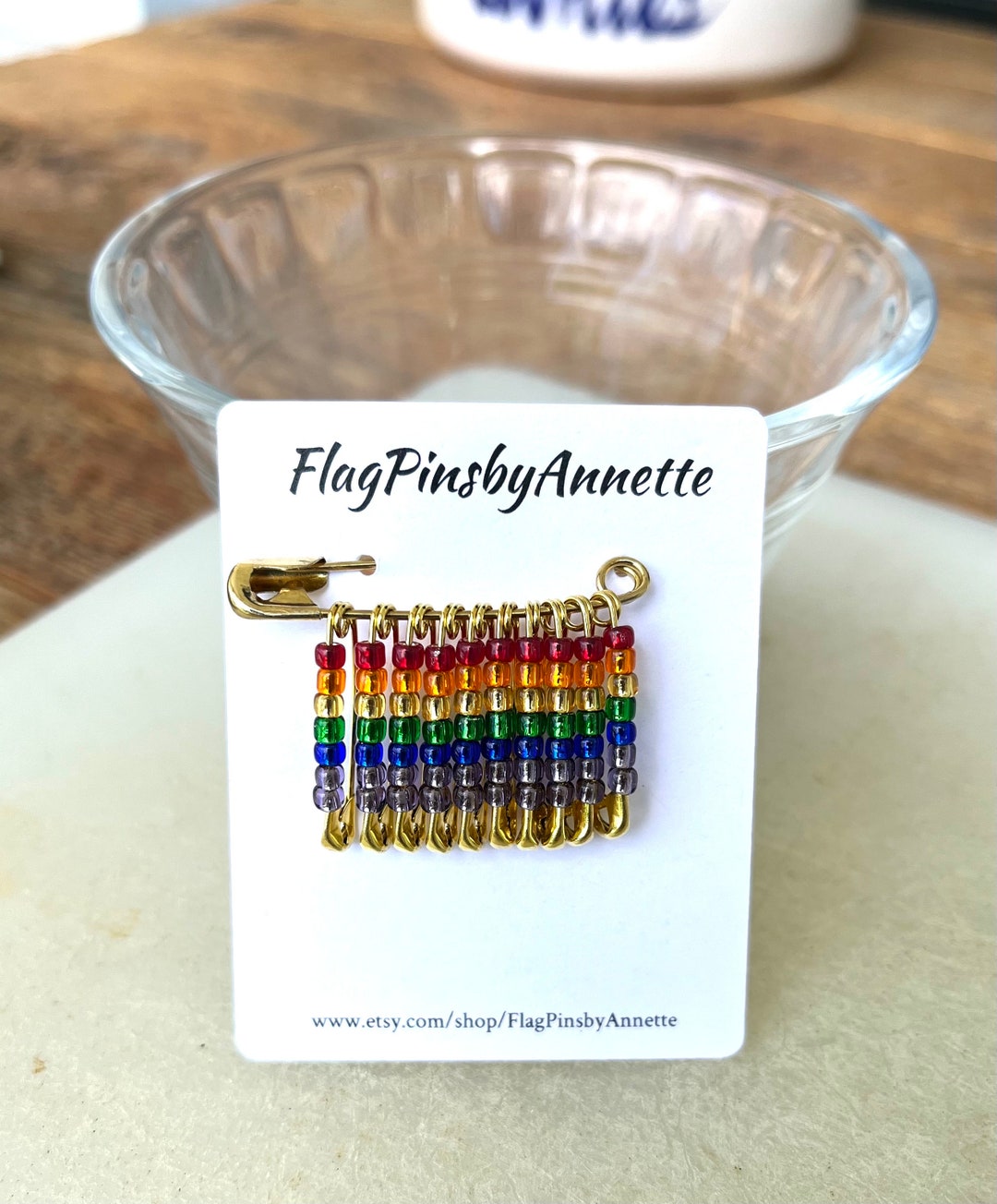 Rainbow Flag Unity Pin Safety Pin Holiday Gift Handmade LGBTQ Pin ...