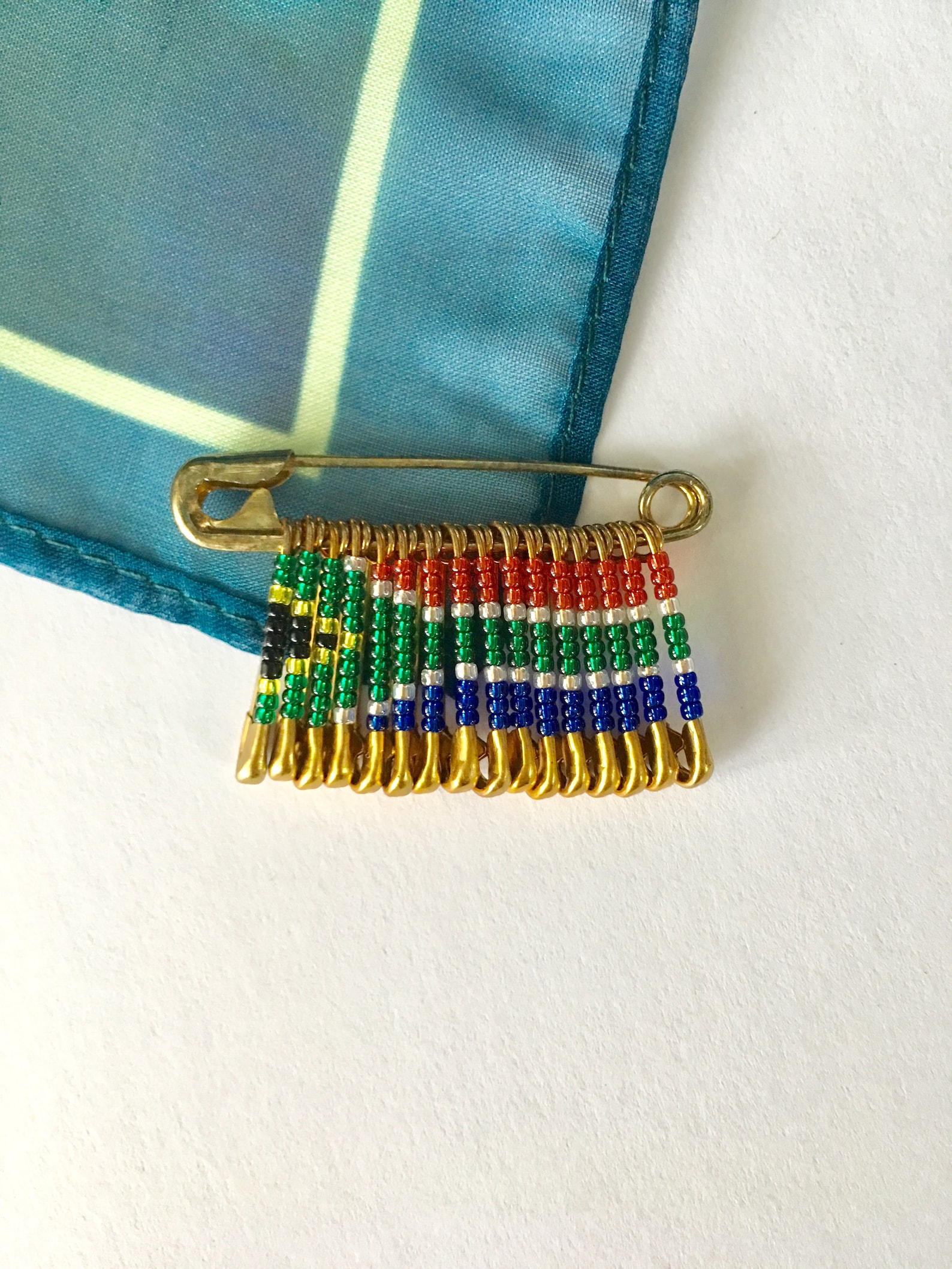 South African Flag Pin Beaded Flag Pin Handmade Safety Pin - Etsy