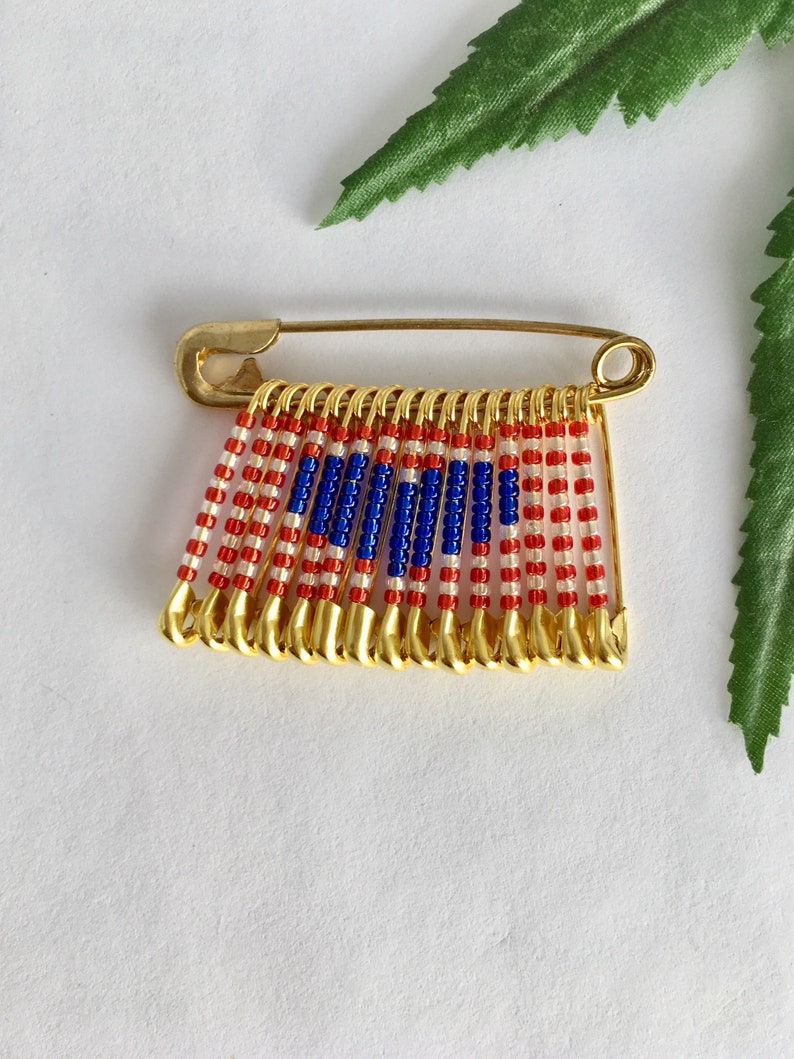 Veterans Day Beaded Flag Pin Heart Pin Teacher Gift Handmade | Etsy
