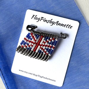 Great Britain Beaded Flag Pin UK Flag British Flag Pin Handmade Pin ...