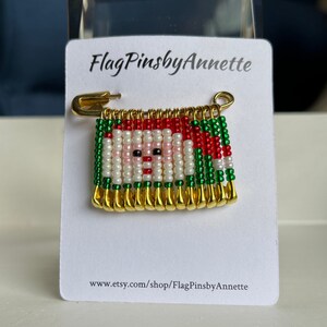Santa Pin Beaded Santa Pin Holiday Gift Stocking Stuffer Handmade Pin ...