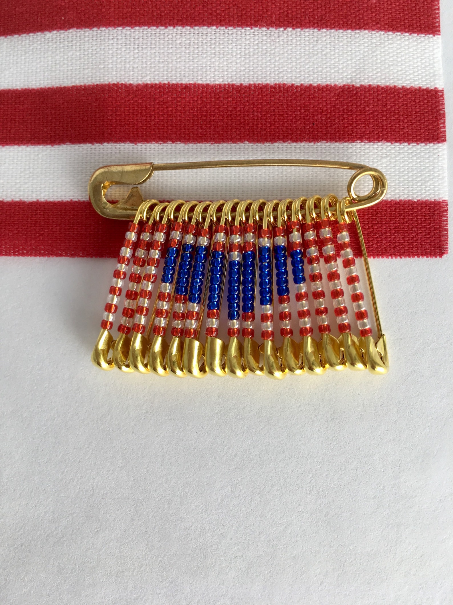 Veterans Day Beaded Flag Pin Heart Pin Teacher Gift Handmade | Etsy