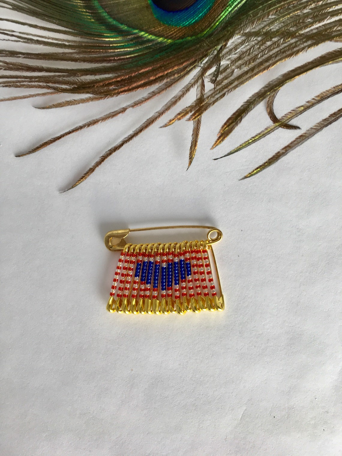 Veterans Day Beaded Flag Pin Heart Pin Teacher Gift Handmade | Etsy