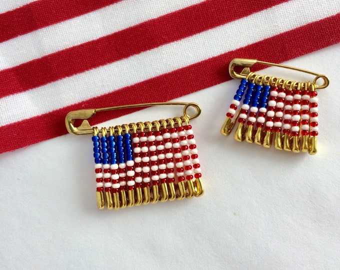 American Flag Pin Veteran's Day Pin Lapel Pin Beaded Flag Pin Handmade ...