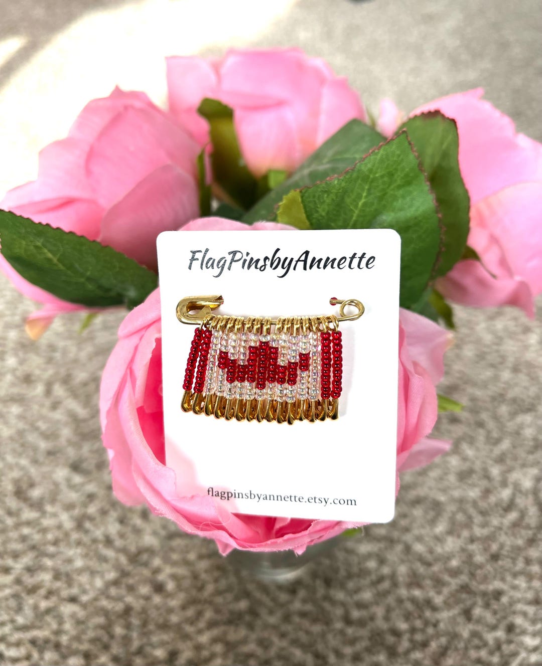 Canada Flag Pin Beaded Flag Pin World Cup Pin Maple Leaf Pin Holiday ...