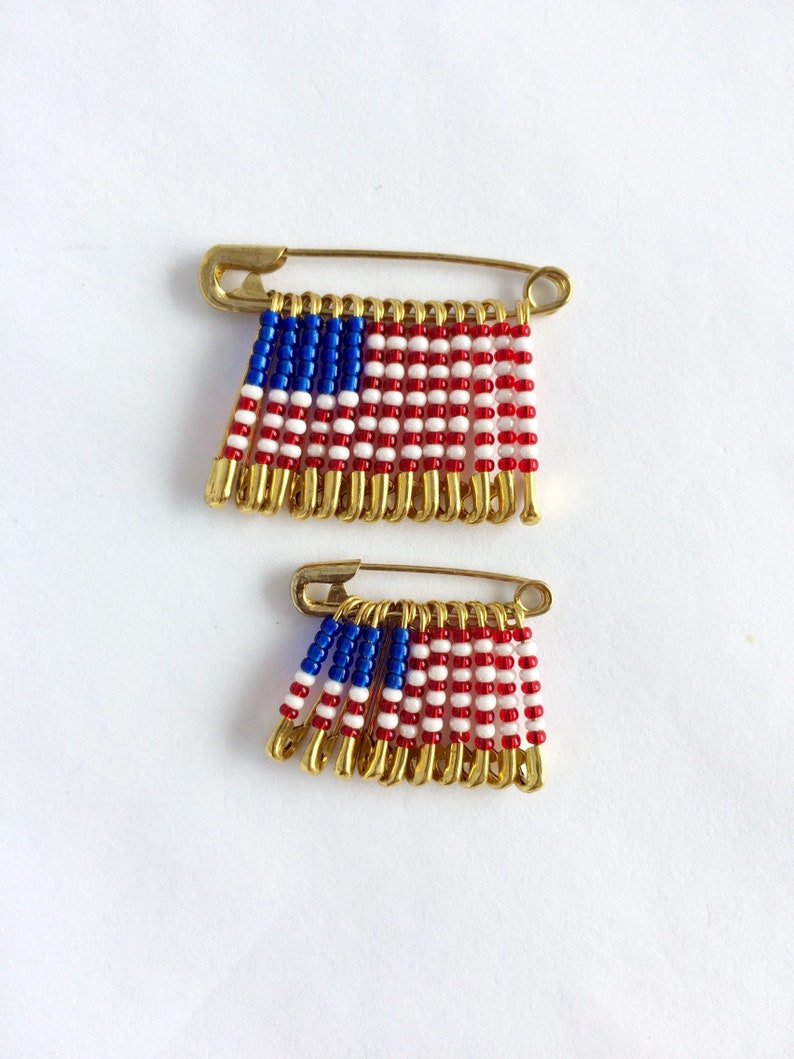 American Flag Pin Beaded Flag Pin Handmade USA Flag Pin Red | Etsy