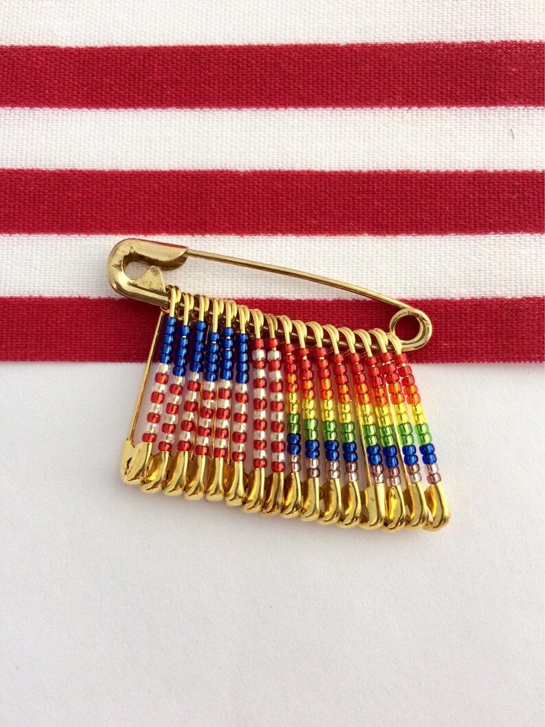 US Pride Pin Rainbow Pin Handmade Gift for Her Safety Rainbow - Etsy