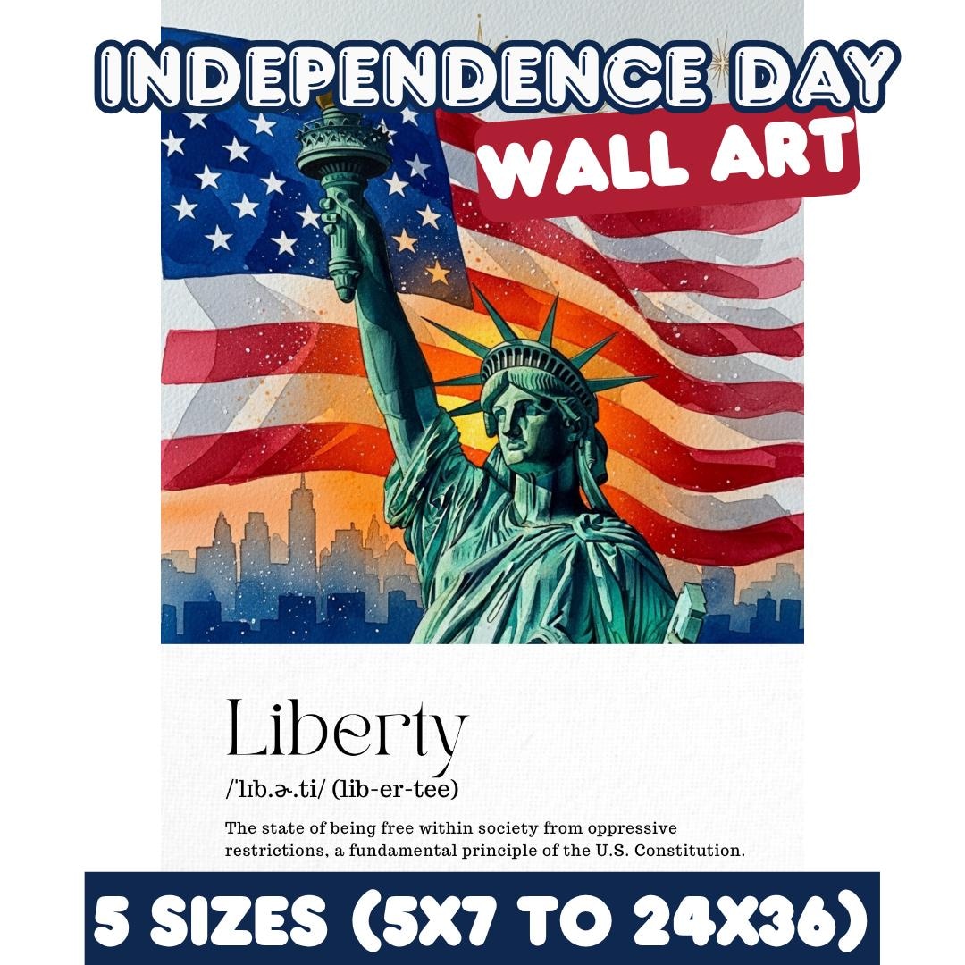 Liberty Definition Wall Art - Statue of Liberty & American Flag ...