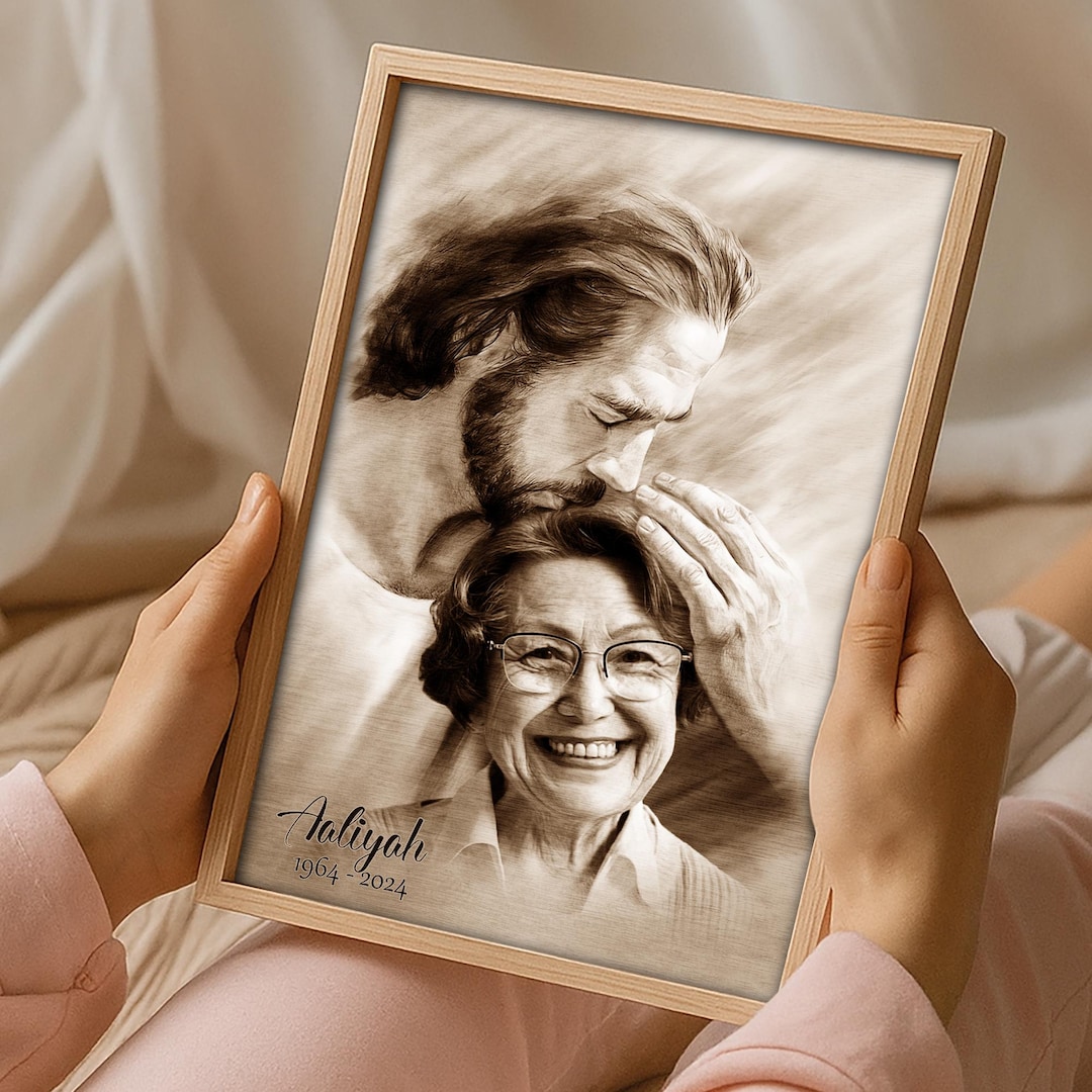 Personalized Memorial Canvas: Jesus 'safe in the Arms of God' Art ...