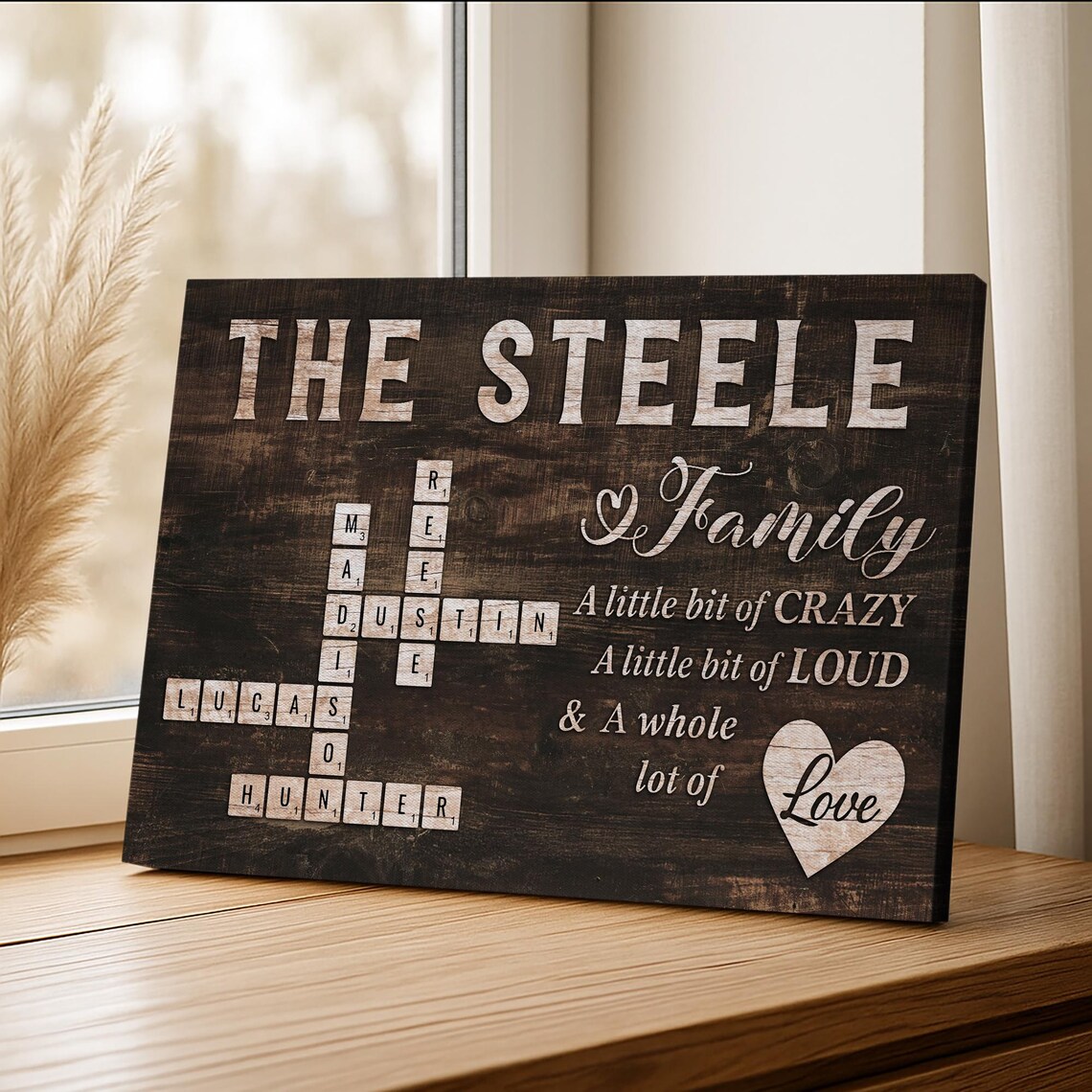 Personalized Family Name Scrabble Canvas: Crossword Puzzle Wall Art - Etsy