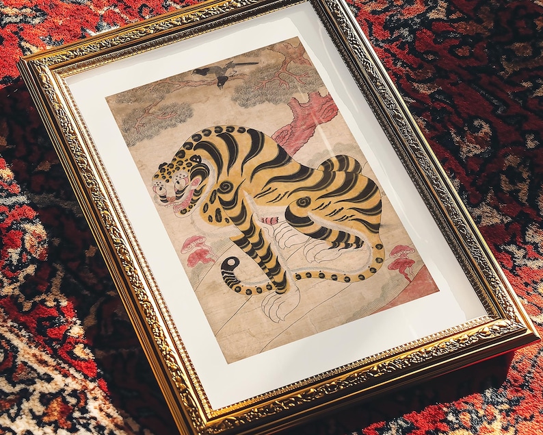 Korean Folk Art Printable, Minhwa Print, Tiger & Magpie (hojakdo ...