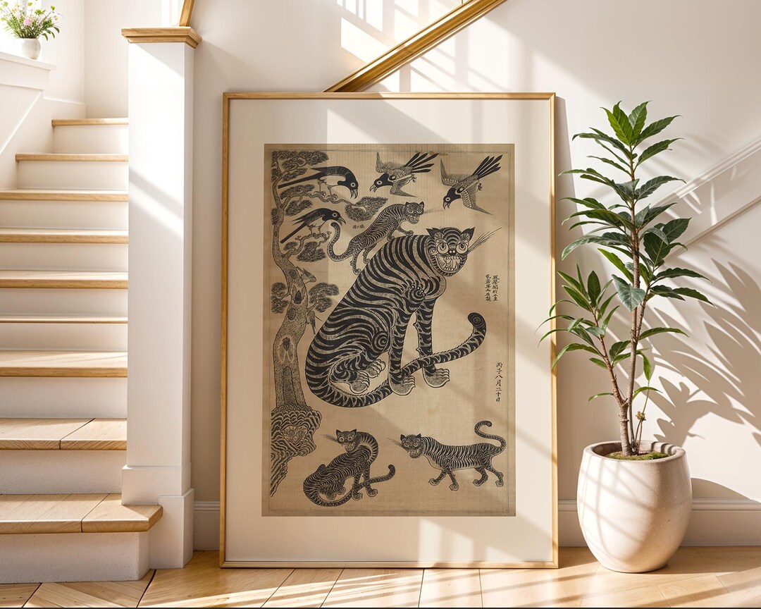 Talismanic Korean Art Printable, Minhwa Print, Tiger & Magpie (hojakdo ...