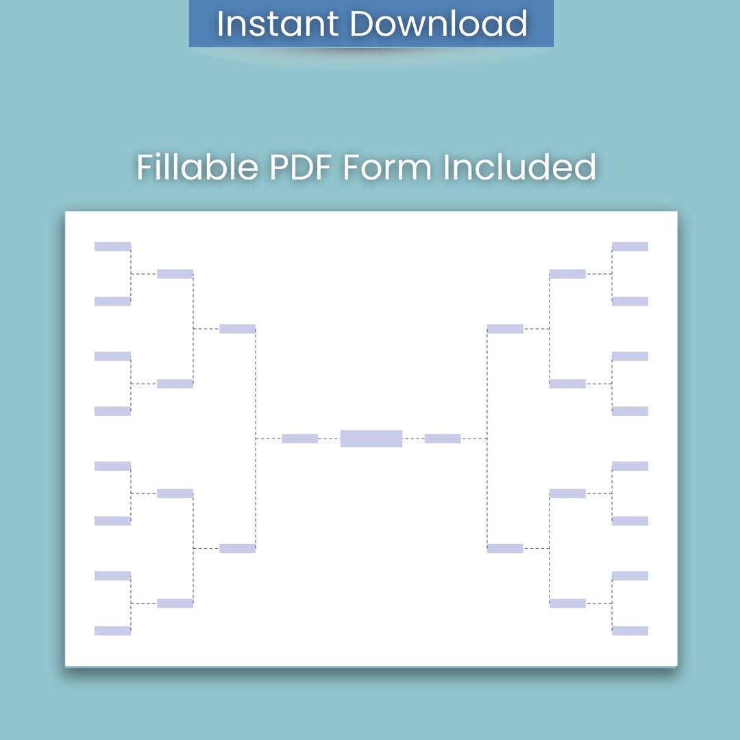 Tournament Bracket Printable, Blank Bracket 8 16 32 Team, Fillable Pdf ...
