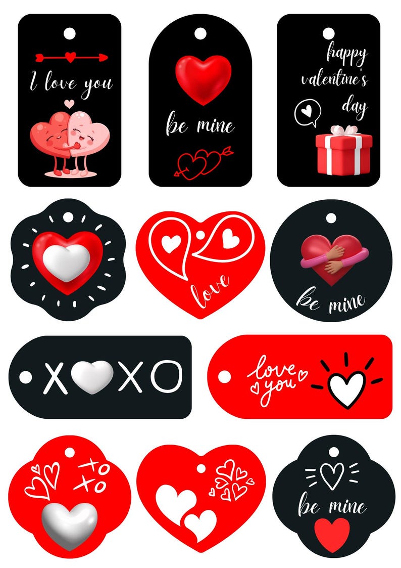 Printable Valentines Day Svg Png, Valentine Day Gift Tags Printable ...