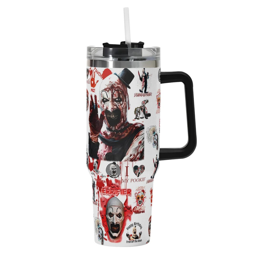 Terrifier Clown Custom Name 40oz Tumbler: Horror Movie Stainless Steel ...