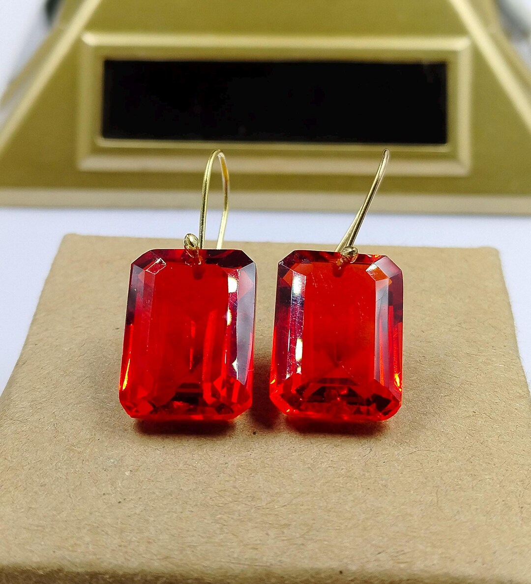 Red-orange Opal Drop Earrings, 925 Silver, December Birthstone - Etsy